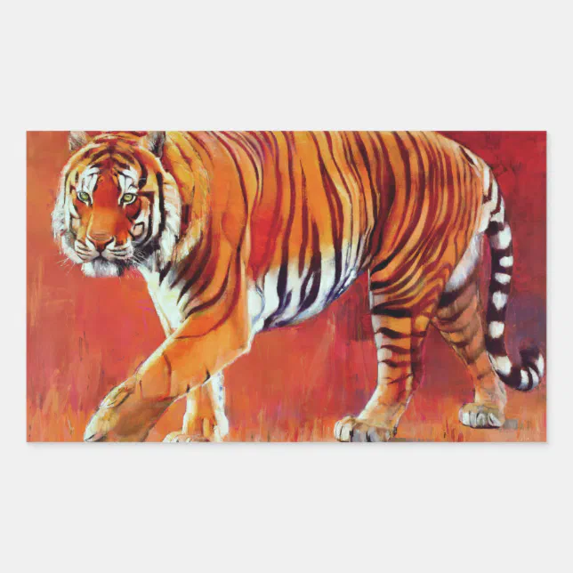 Bengal Tiger Rectangular Sticker | Zazzle
