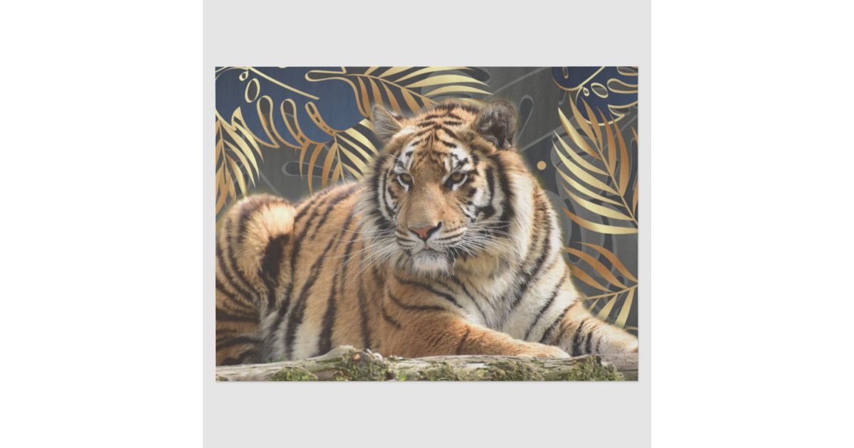 Bengal Tiger Tropical Palm Decoupage Tissue Paper | Zazzle