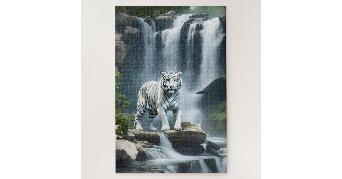 Bengal White Tiger in Nature Jigsaw Puzzle | Zazzle