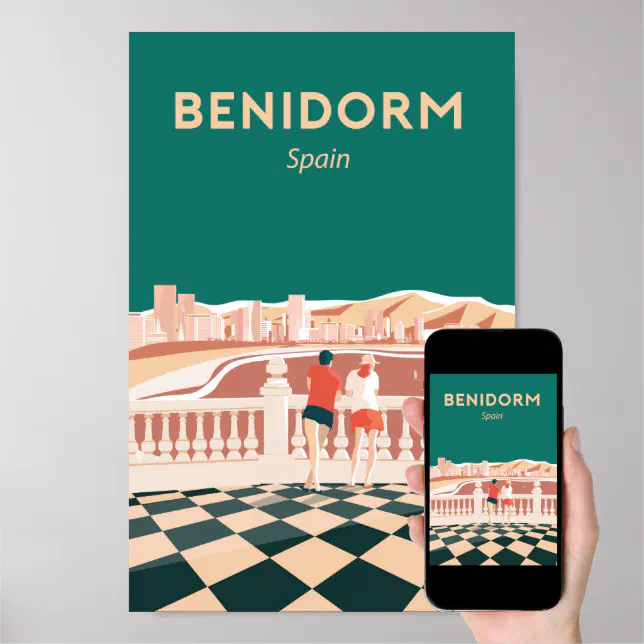 Benidorm spain vintage travel poster | Zazzle