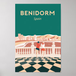Benidorm spain vintage travel poster | Zazzle