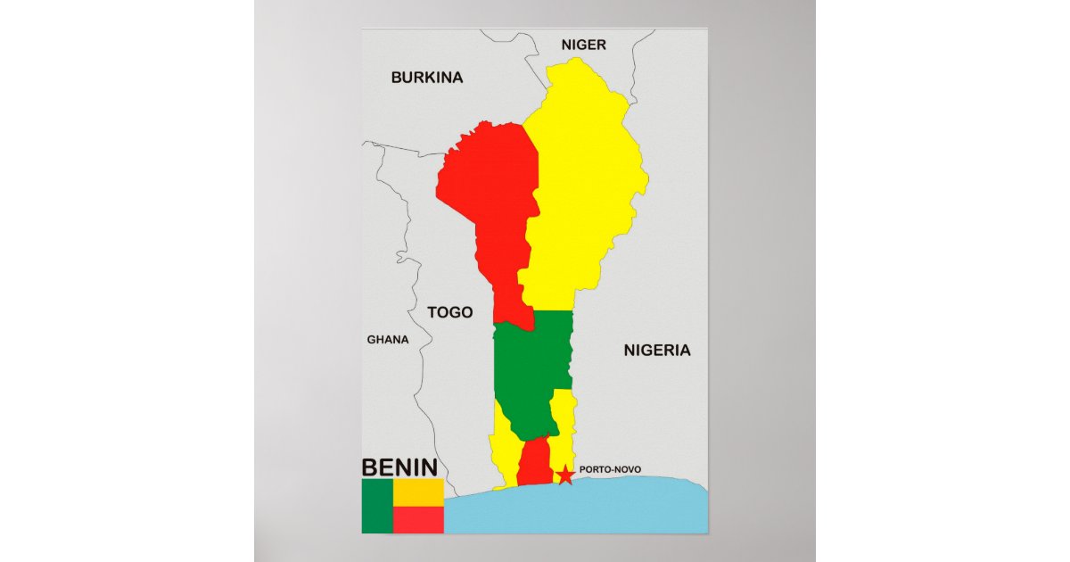 benin country map flag poster | Zazzle