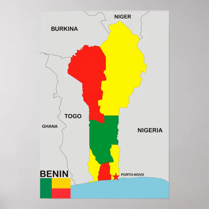 benin country map flag poster | Zazzle