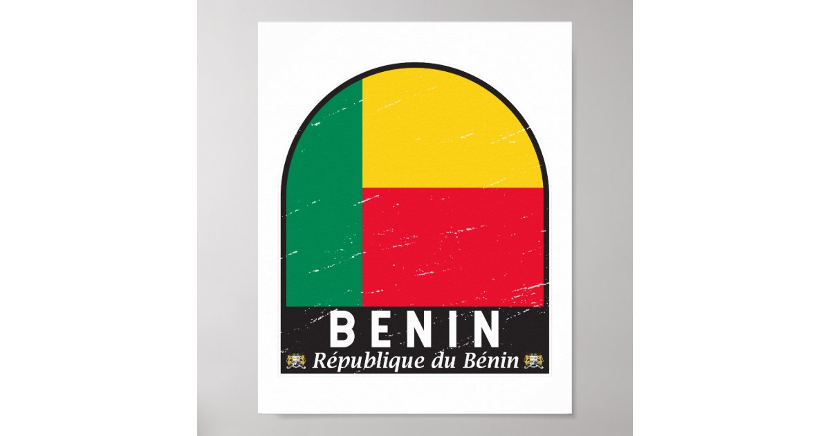 Benin Flag Emblem Distressed Vintage Poster | Zazzle