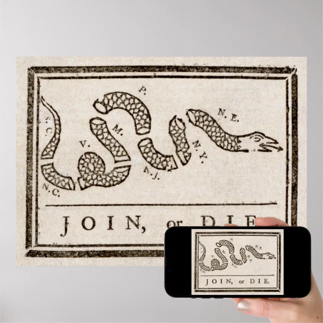 Benjamin Franklin Join or Die Cartoon Print | Zazzle