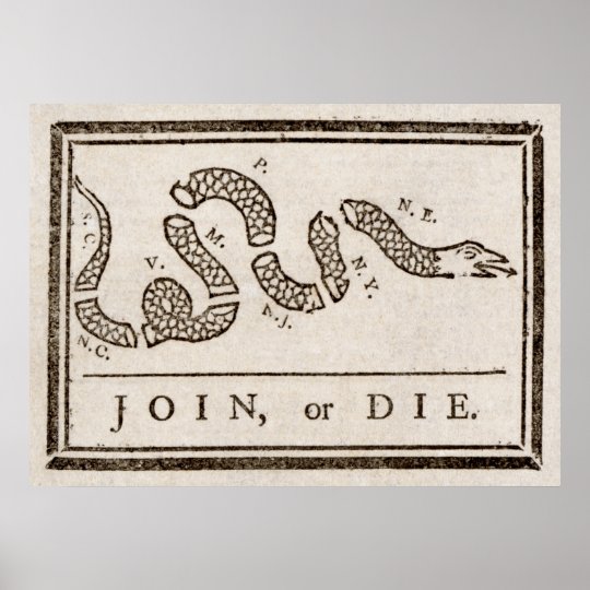 Benjamin Franklin Join or Die Cartoon Print | Zazzle.com