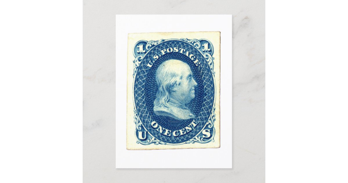 Benjamin Franklin One Cent US Postage Stamp Postcard | Zazzle