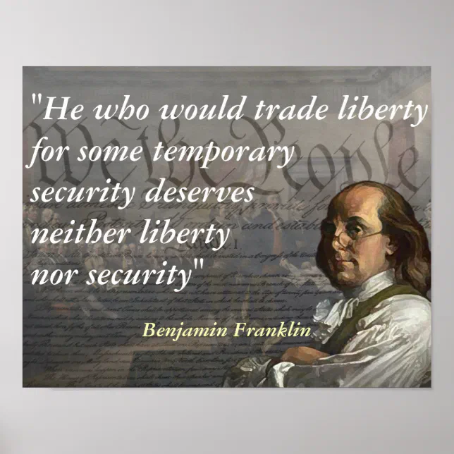 Benjamin Franklin Quote on Liberty Poster | Zazzle