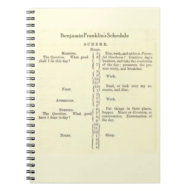 Benjamin Franklin's Schedule Notebook | Zazzle