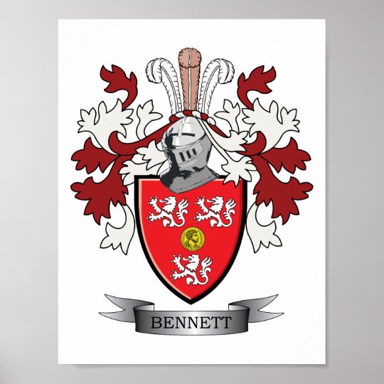 Bennett Family Crest Coat of Arms Poster | Zazzle.com