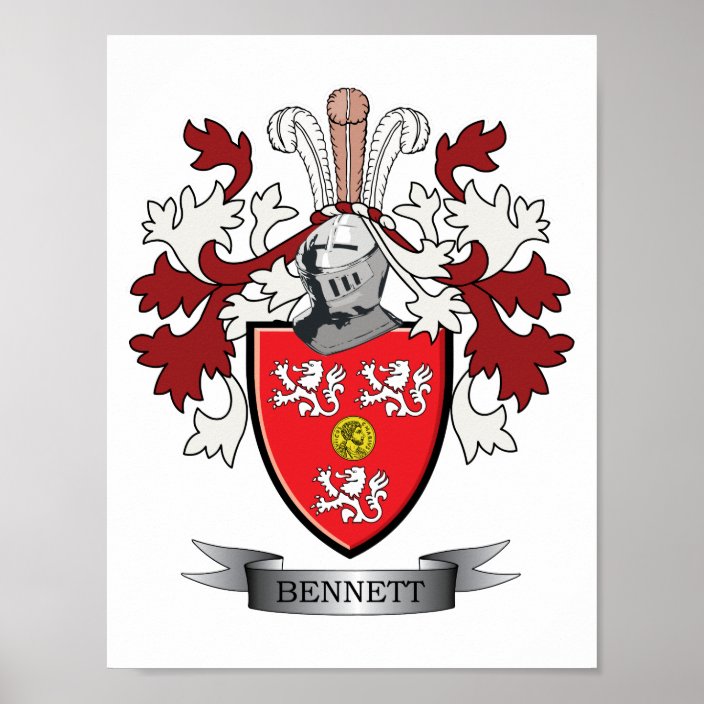 Bennett Family Crest Coat of Arms Poster | Zazzle.com
