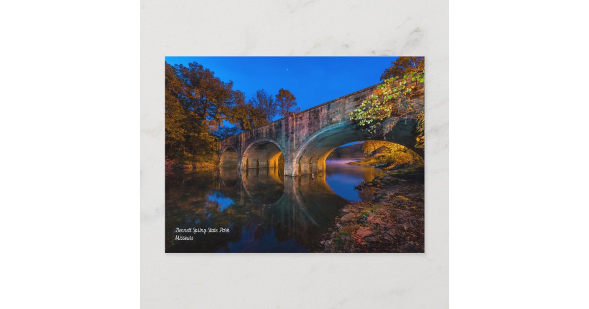 Bennett Spring Bridge Twilight Postcard | Zazzle