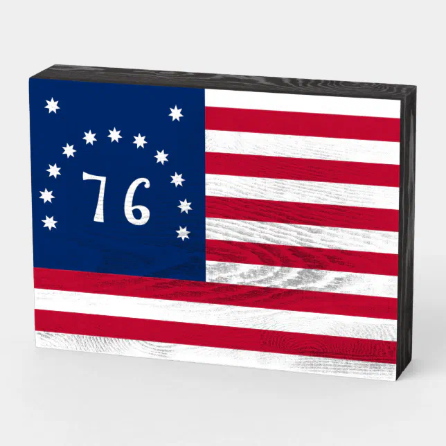 Bennington's Banner: The 76 American Battle Flag Wooden Box Sign | Zazzle