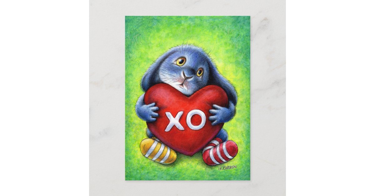 Benny Blue - XO Heart Pillow Postcard | Zazzle
