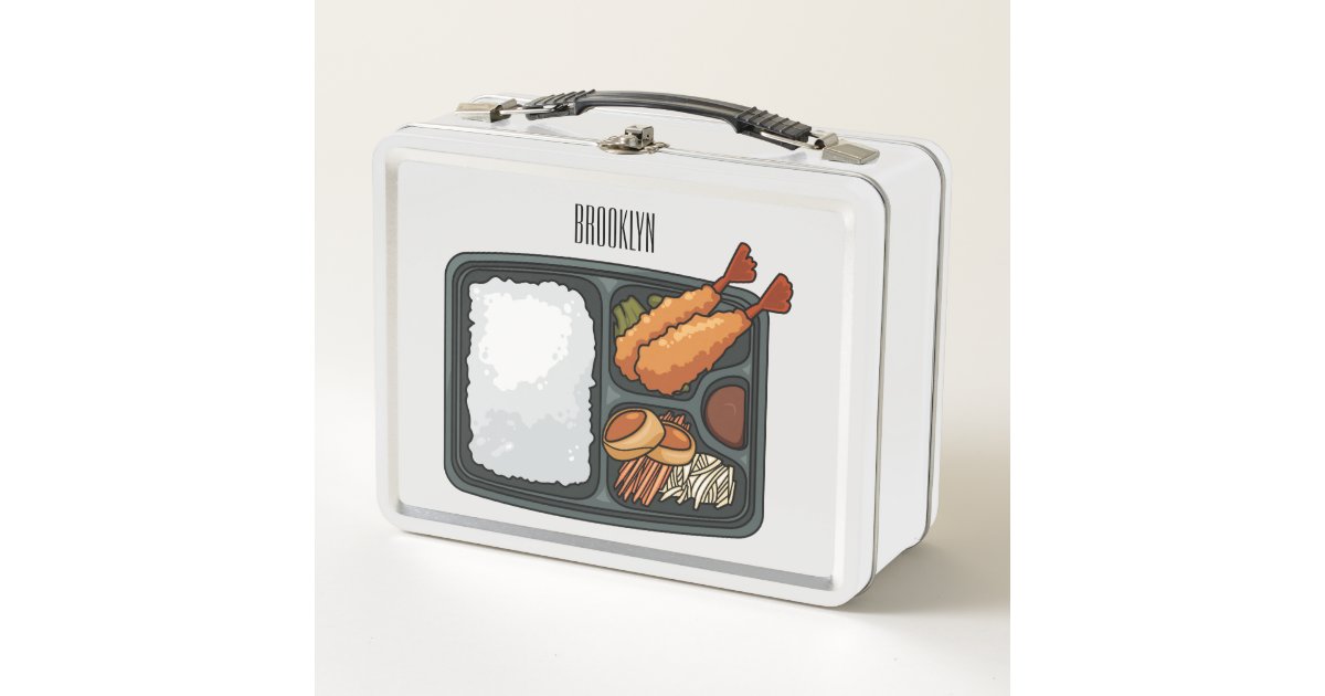 Bento cartoon illustration metal lunch box | Zazzle