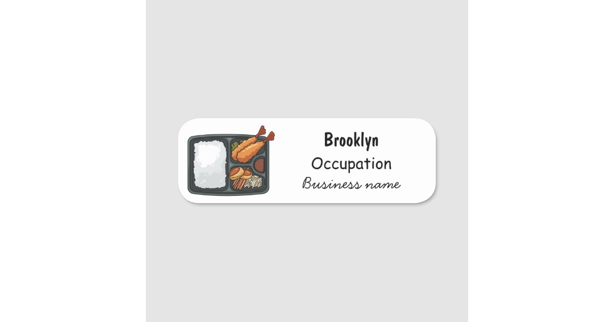 Bento cartoon illustration name tag | Zazzle