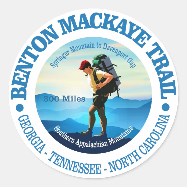 Benton MacKaye Trail (Hiker C) Classic Round Sticker | Zazzle