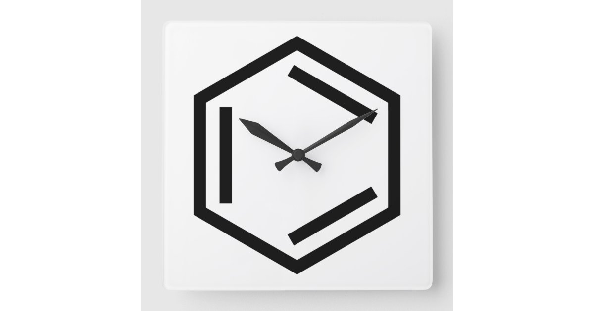 BENZENE RING SYMBOL SQUARE WALL CLOCK | Zazzle