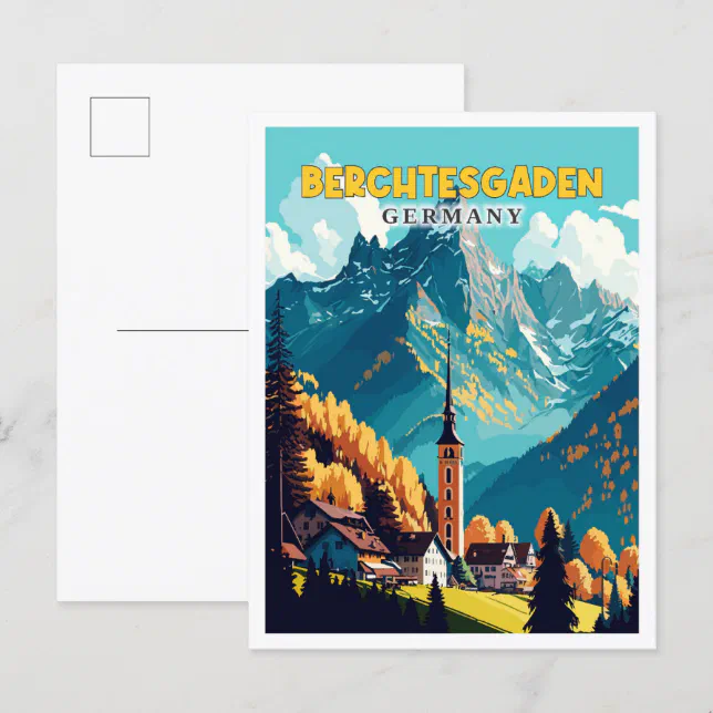 Berchtesgaden Germany vintage travel illustration Postcard | Zazzle