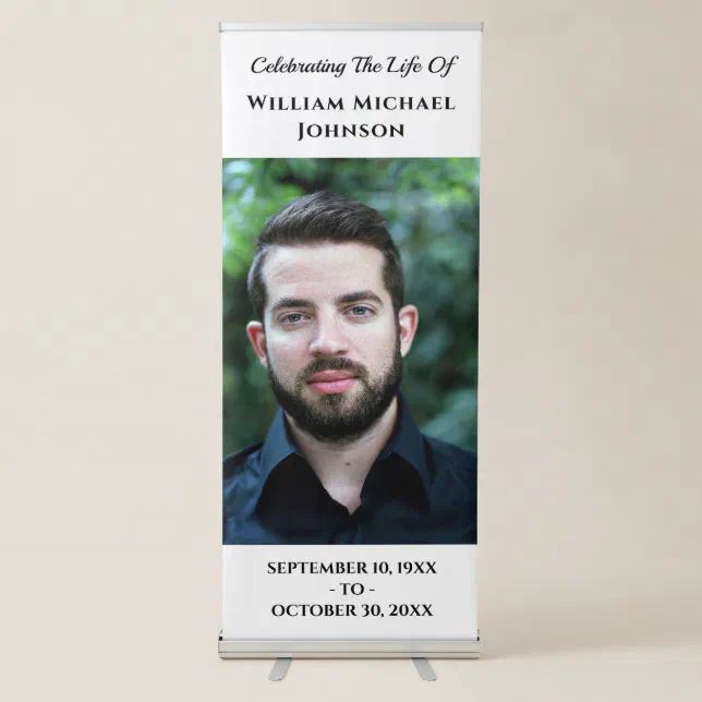 Bereavement Memorial Photo Celebration Of Life Retractable Banner | Zazzle
