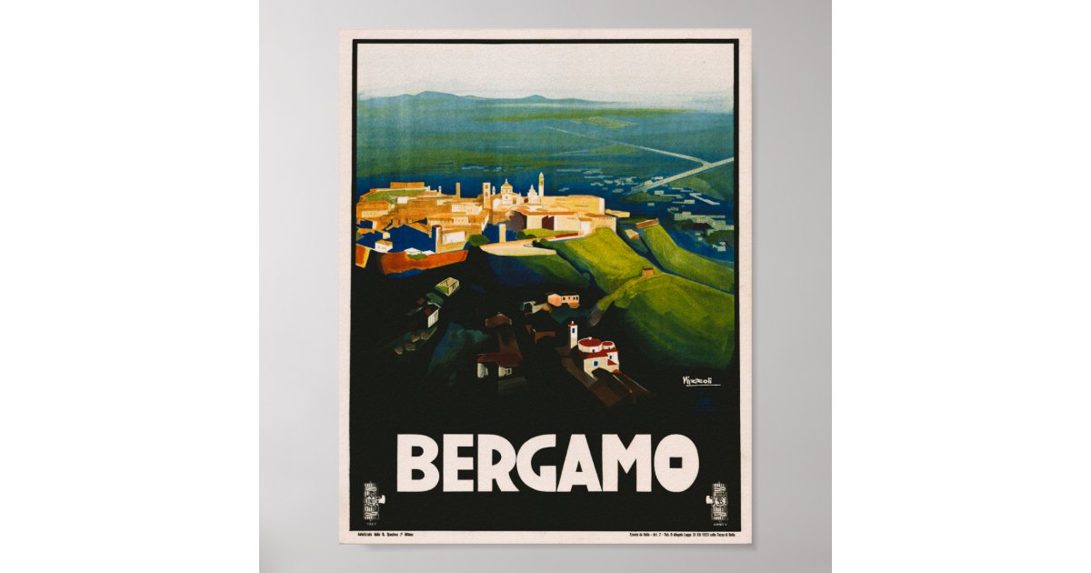Bergamo Italy Vintage Travel Poster | Zazzle