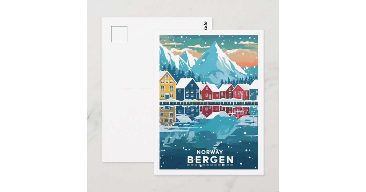 Bergen Norway Vintage Famous Travel Place Postcard | Zazzle