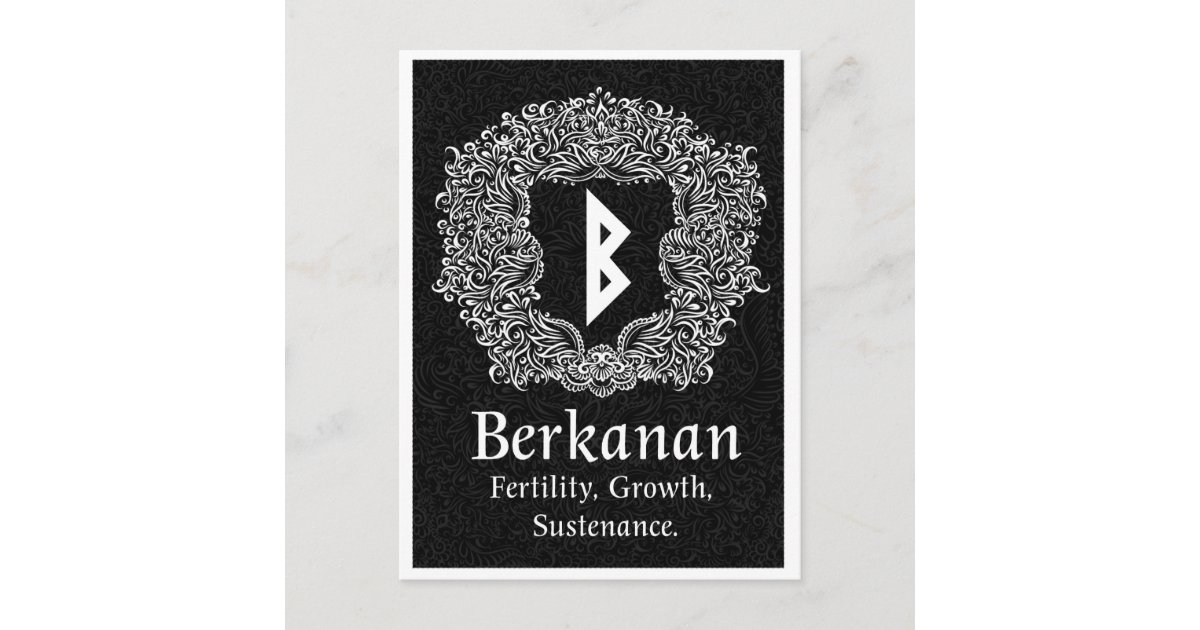 Berkanan Rune /Fertility / Black Version Postcard | Zazzle