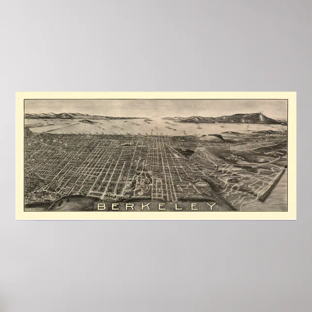 Berkeley, CA Panoramic Map - 1909 Poster | Zazzle
