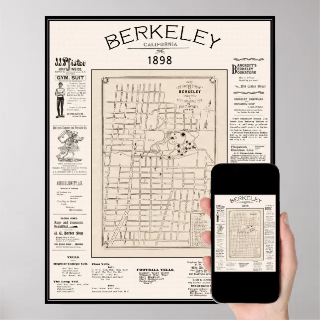 Berkeley Map 1898 Poster | Zazzle