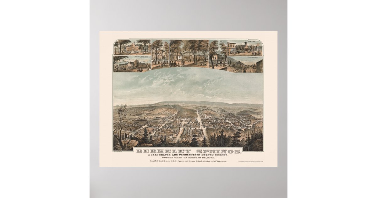 Berkeley Springs, WV Panoramic Map - 1889 Poster | Zazzle
