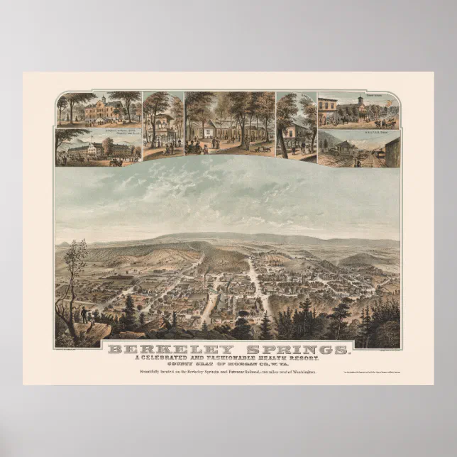 Berkeley Springs, WV Panoramic Map - 1889 Poster | Zazzle