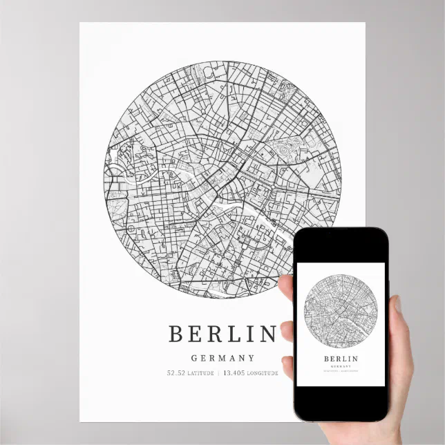 Berlin Cartography Map Poster | Zazzle