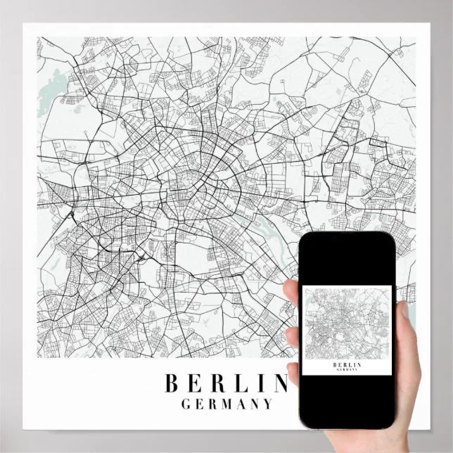 Berlin Germany Blue Water Street Map Poster | Zazzle