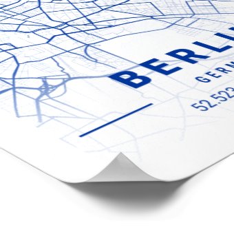 Berlin Germany City Map Blue Poster | Zazzle