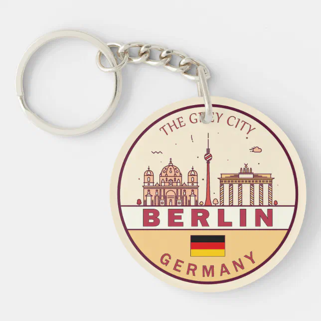 Berlin Germany City Skyline Emblem Keychain | Zazzle