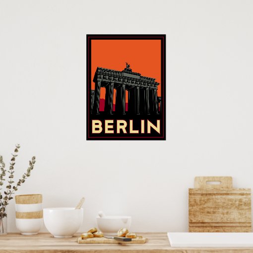 berlin germany oktoberfest art deco retro travel poster | Zazzle