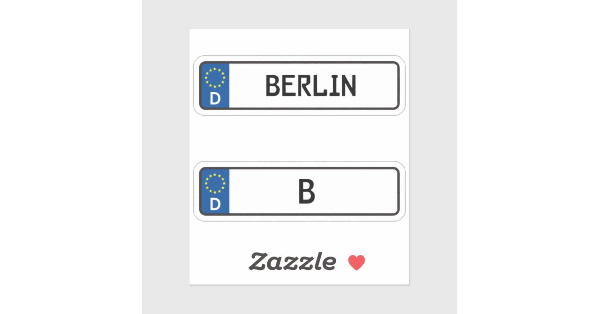 Berlin kennzeichen, German Car License Plate Sticker | Zazzle