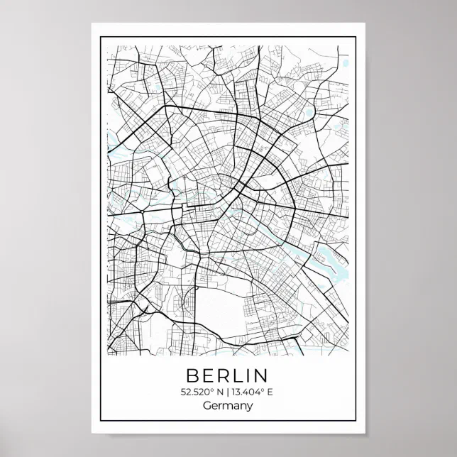 Berlin Map - Berlin Black and white map Poster | Zazzle