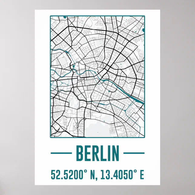 berlin Minimalist city Map, berlin DIY city Map Poster | Zazzle