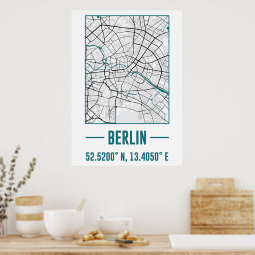 berlin Minimalist city Map, berlin DIY city Map Poster | Zazzle
