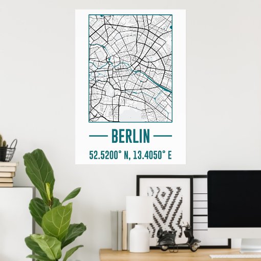 berlin Minimalist city Map, berlin DIY city Map Poster | Zazzle