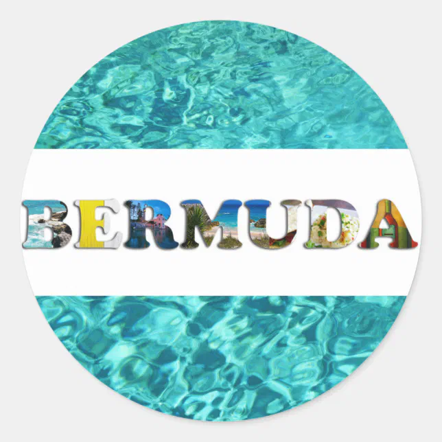 Bermuda Tropical Beach Blue Ocean Travel Photos Classic Round Sticker ...