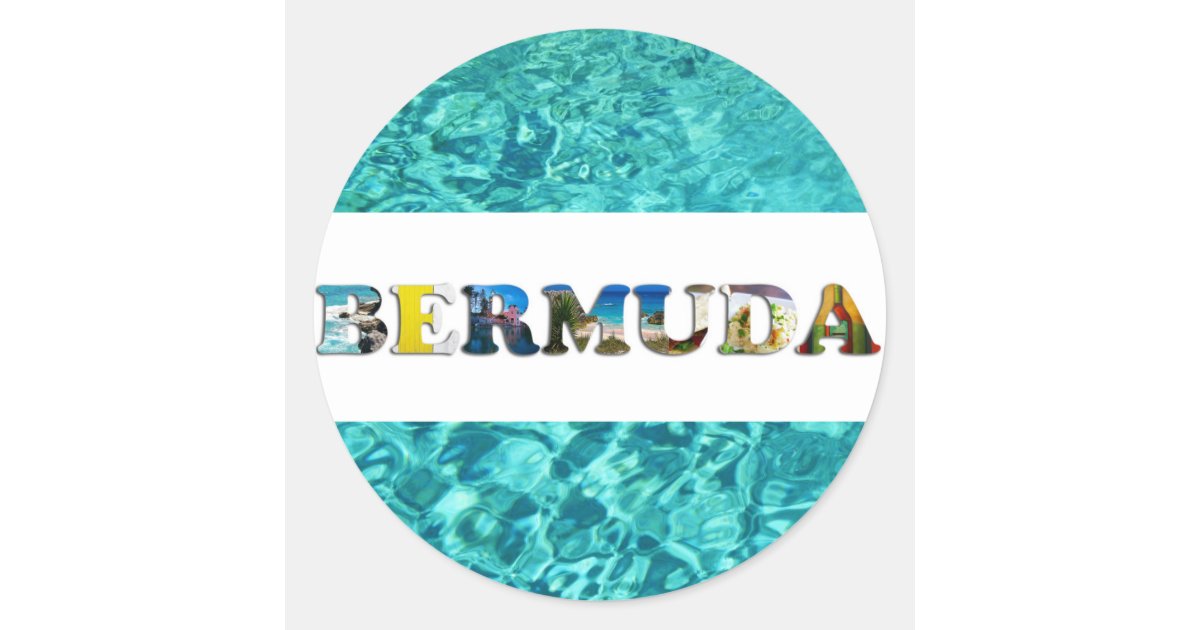 Bermuda Tropical Beach Blue Ocean Travel Photos Classic Round Sticker ...