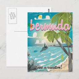 Bermuda vintage travel poster cartoon postcard | Zazzle