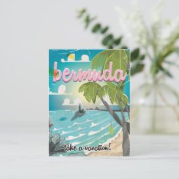 Bermuda vintage travel poster cartoon postcard | Zazzle