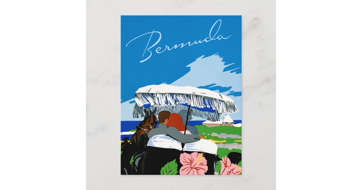 Bermuda Vintage Travel Poster Restored Postcard | Zazzle