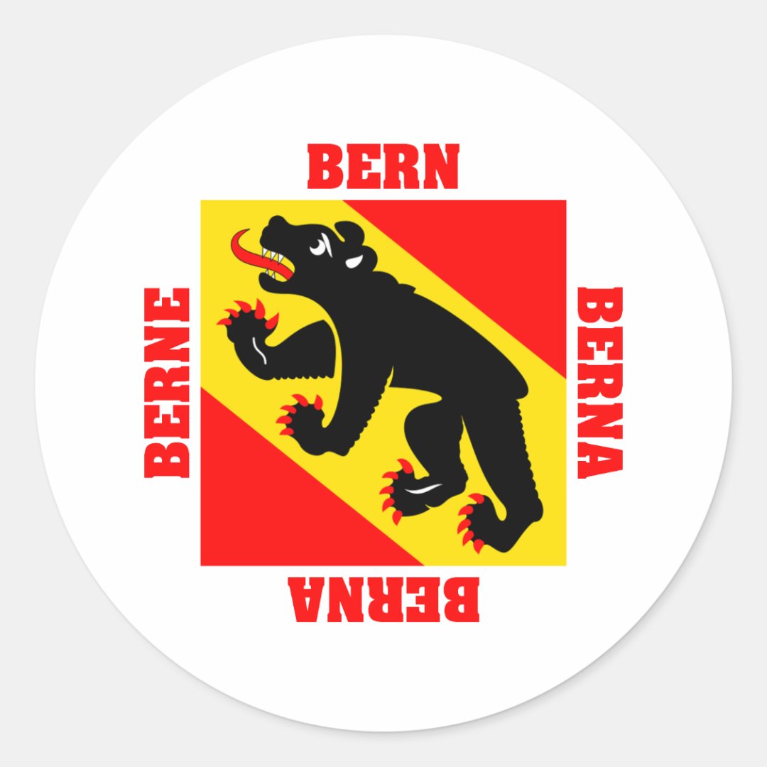 Bern Switzerland Canton Flag Classic Round Sticker | Zazzle