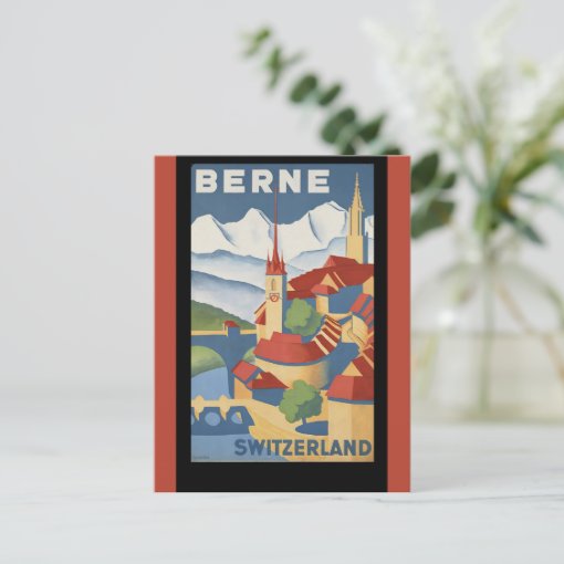 Bern Switzerland Vintage Travel Poster Postcard | Zazzle