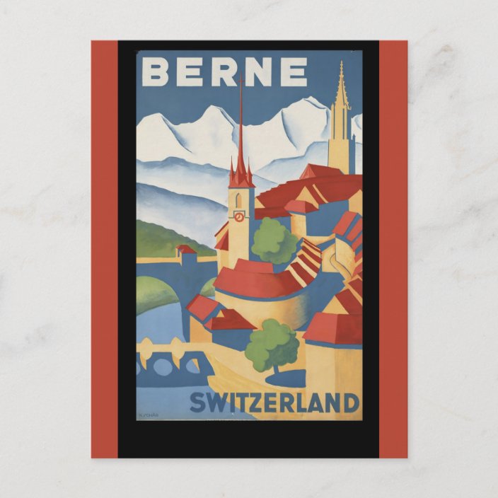 Bern Switzerland Vintage Travel Poster Postcard | Zazzle.com
