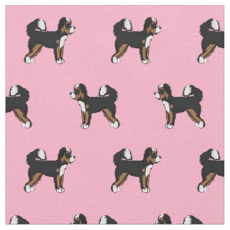 Bernedoodle dog vintage florals turquoise fabric | Zazzle